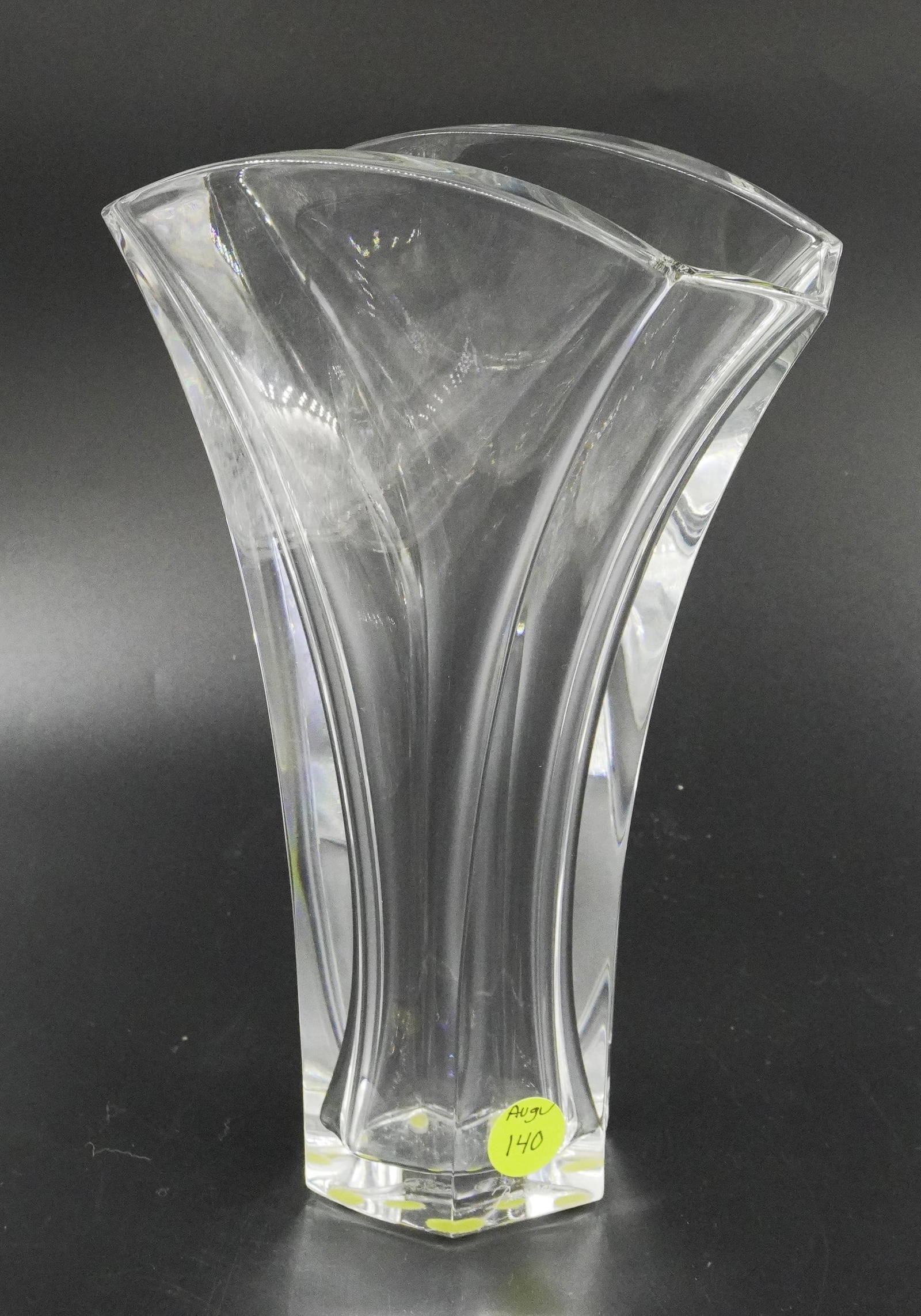 Large Baccarat Crystal Gingko Vase Auction