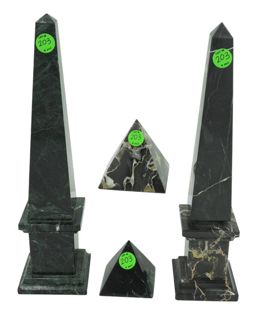 Set Of Vintage Solid Marble Obelisks And Matching Pyramids Auction