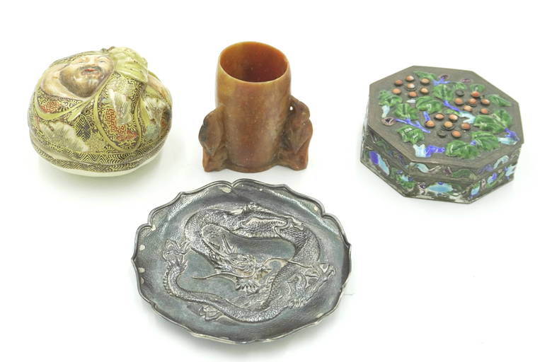 Lot Of 3 Antique / Vintage Japanese / Chinese Ink Box, More