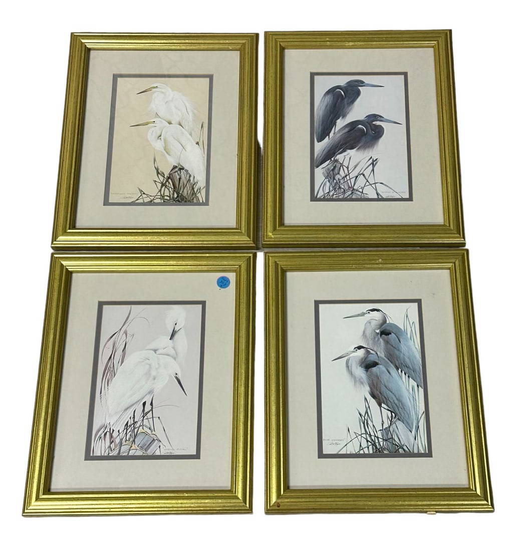 4 Art Lamay Egret & Heron Framed Prints Auction