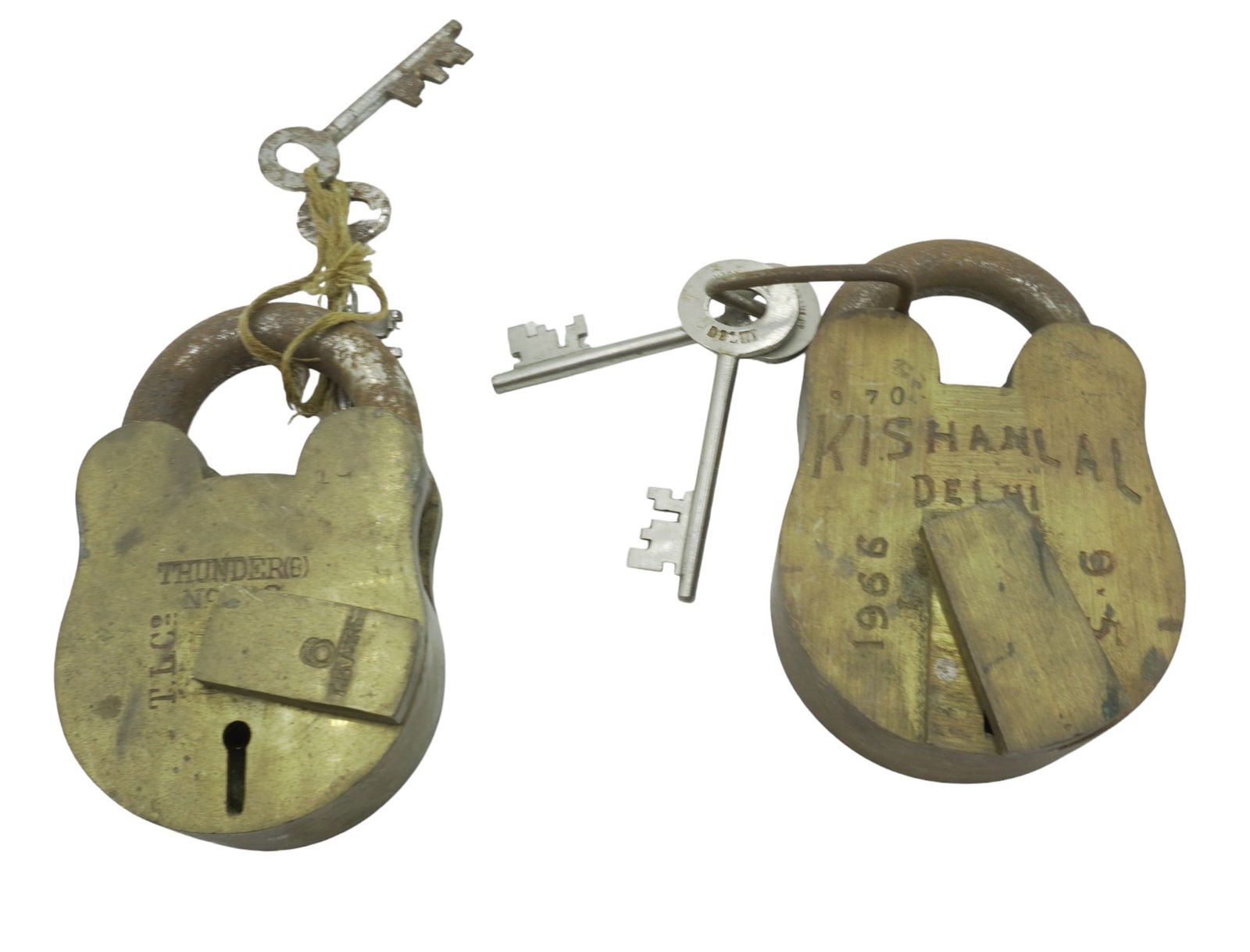 2 Antique Brass Lever Locks Auction