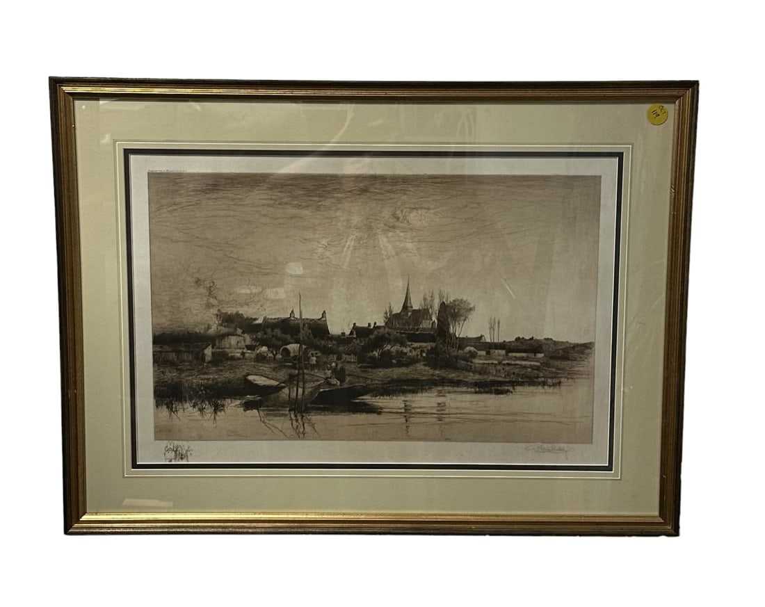 Stephen Parrish Large Etching Evening In Brittany Auction