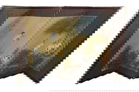 Vintage Chinese 4 Panel Table Top Folding Screen Relief Sectional Panels