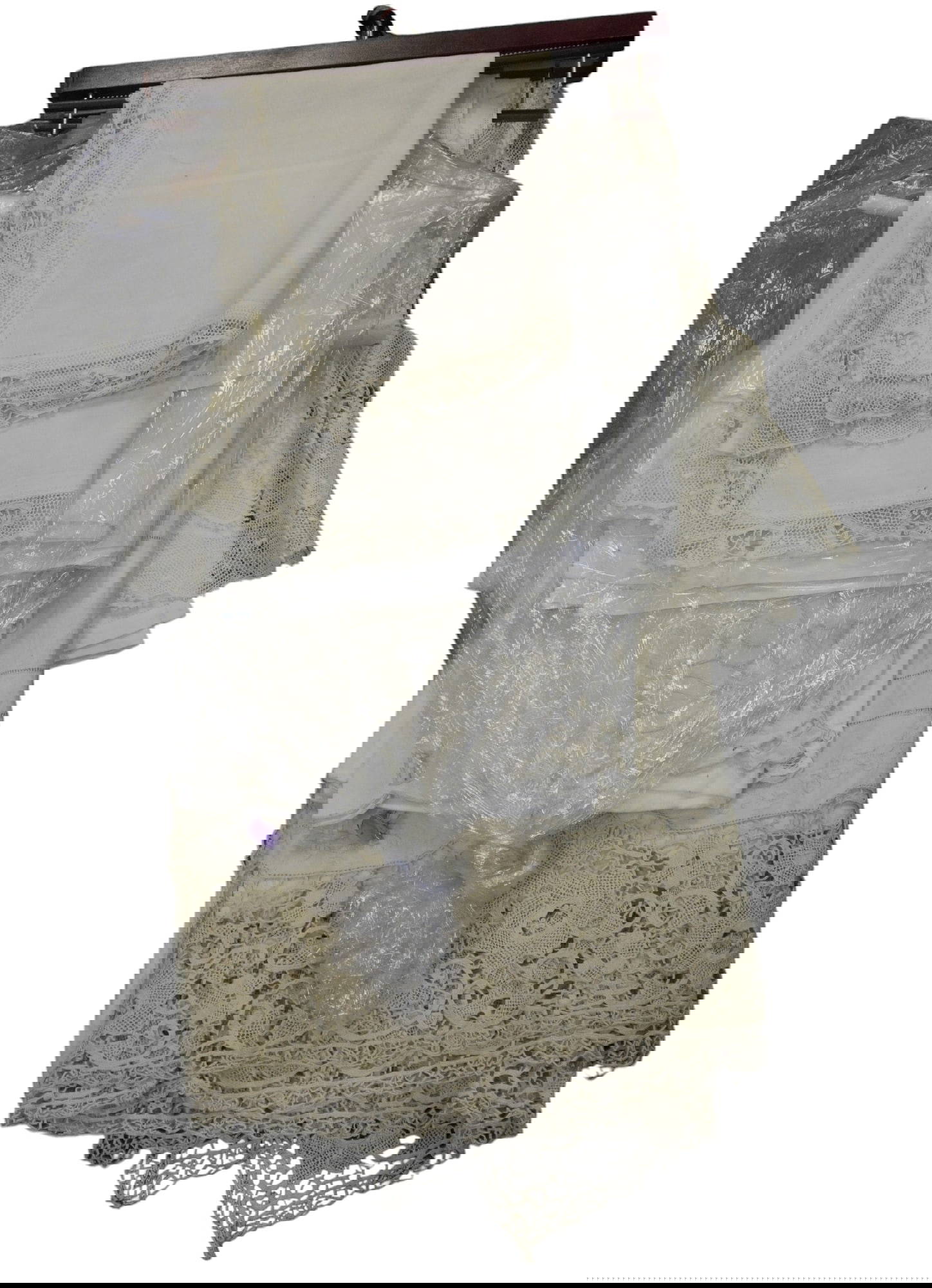 Large Group Antique Table Linens Hand Tatted Lace Auction