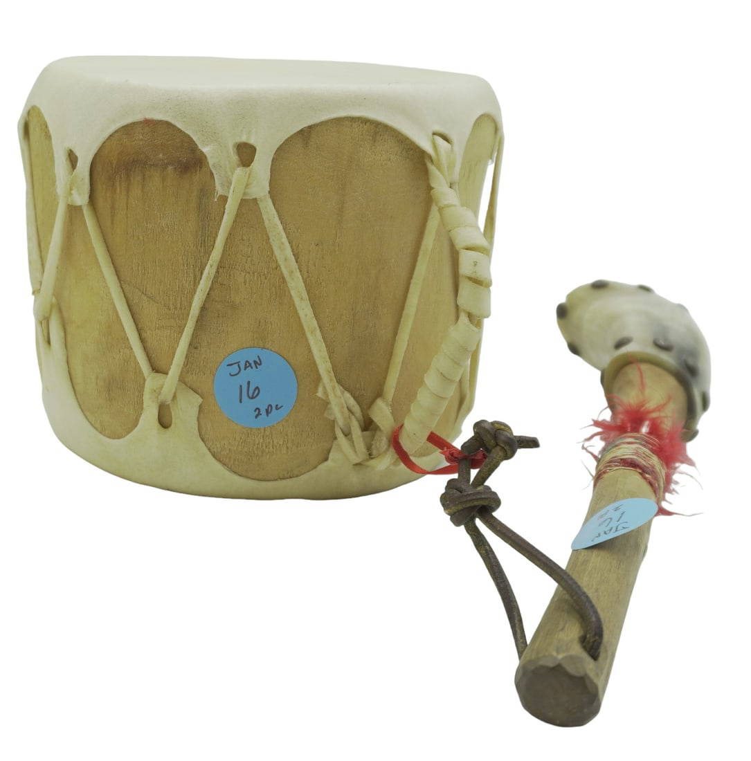 Native American Horn Rattle & Drum Auction