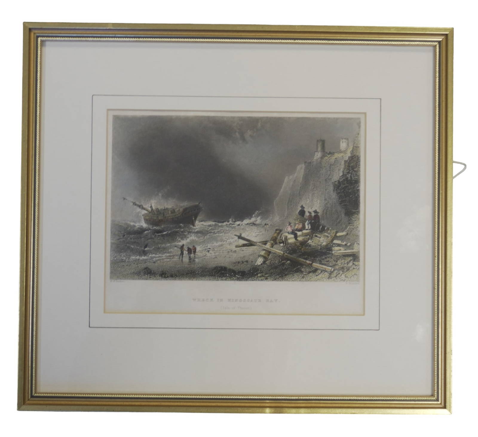 Hand Colored Engraving 1841 Shipwreck Auction