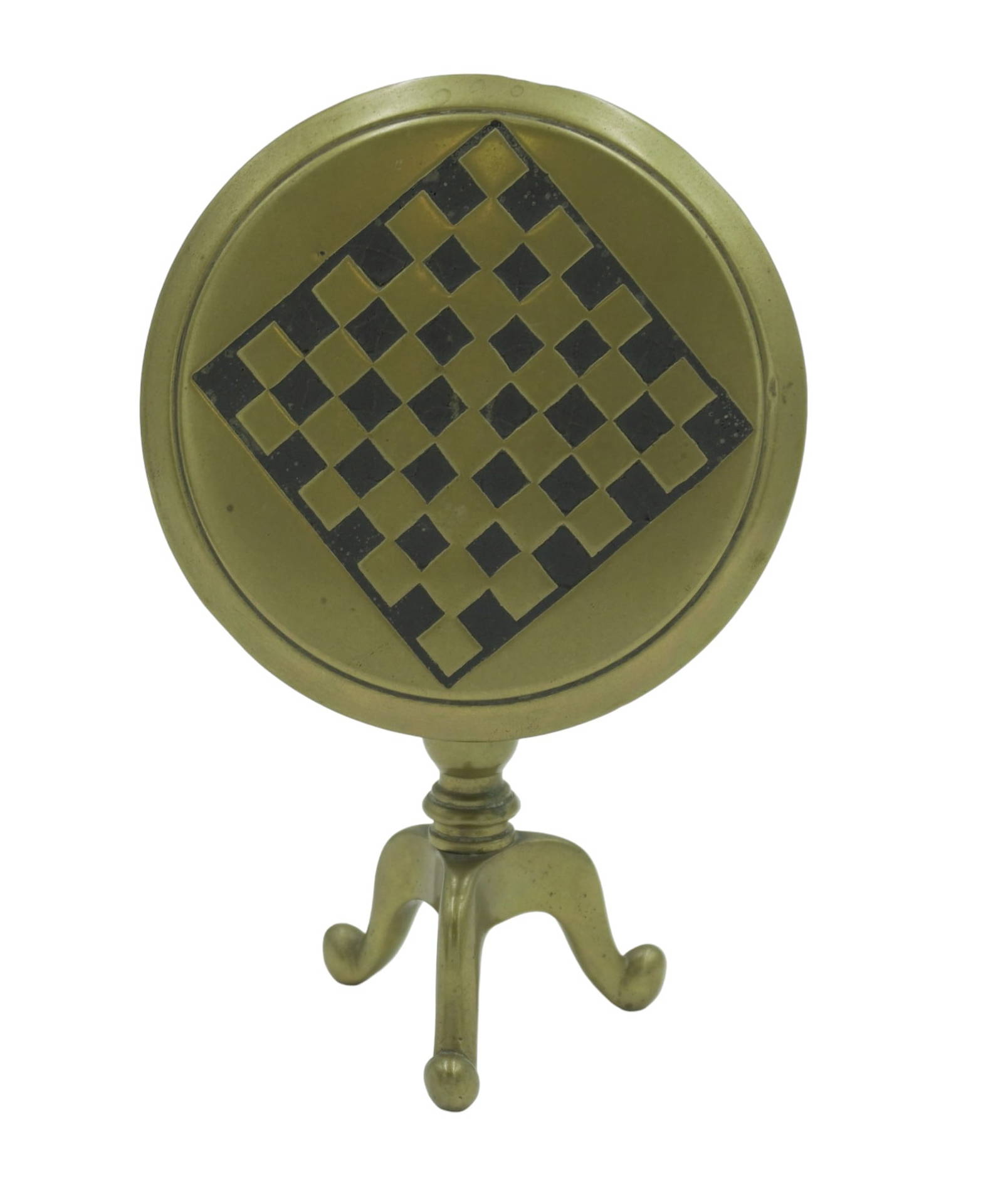 Victorian Minature Brass Tilt Top Checkers Table Auction
