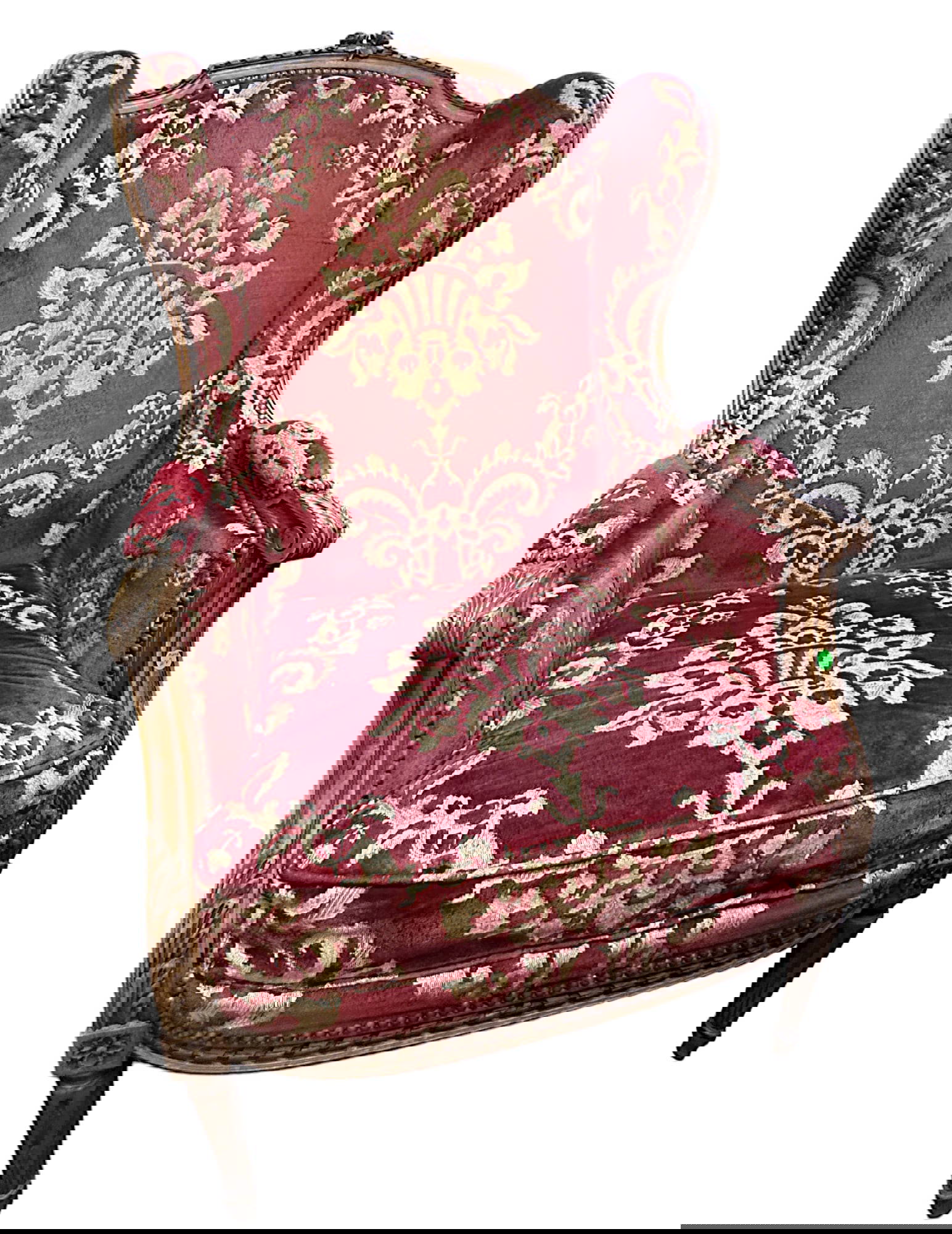 19th C Louis Xvi Red Velvet Damask Wingback Chair Auction