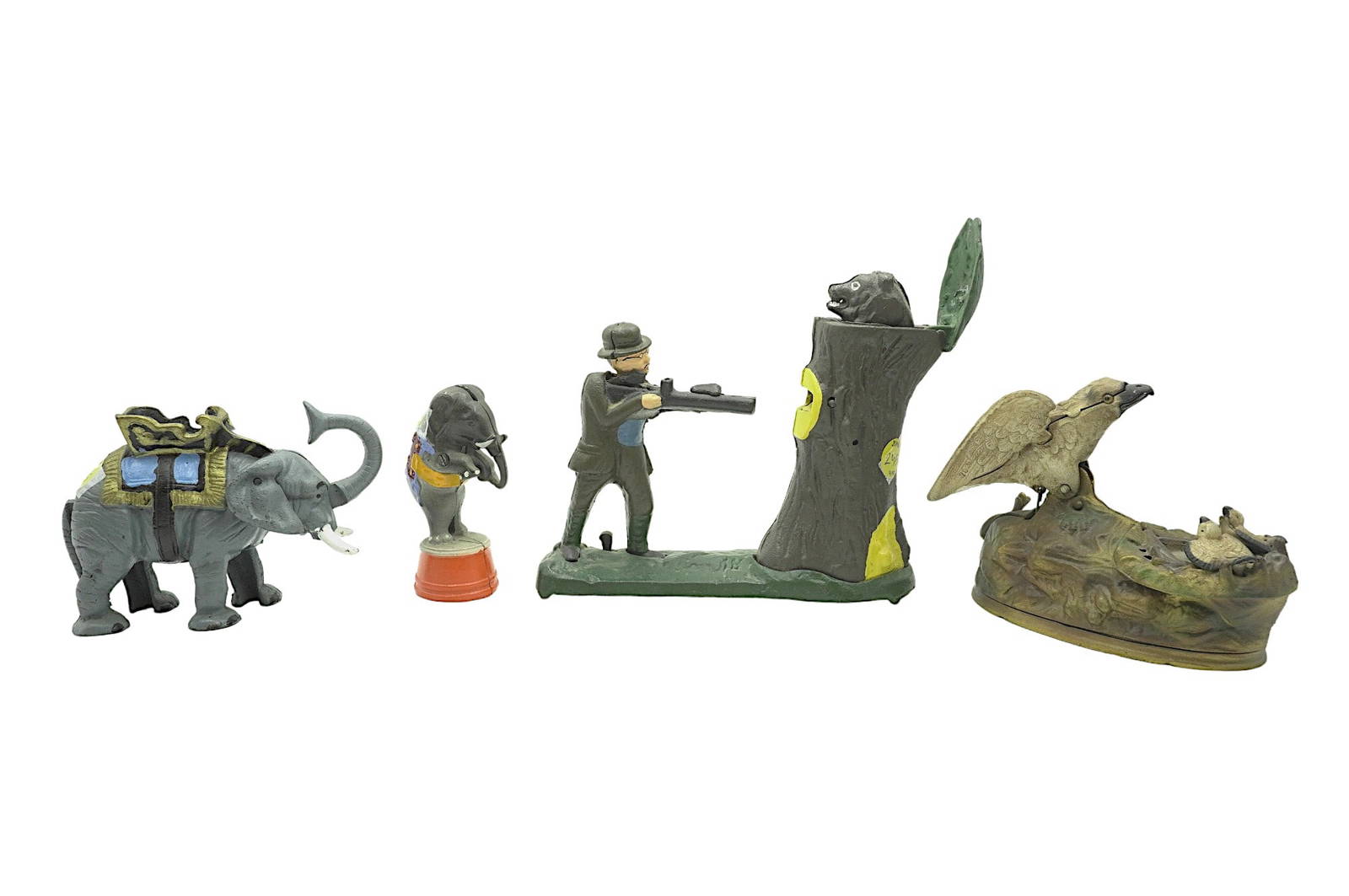 4 Vintage/antique Cast Iron Coin Banks Auction