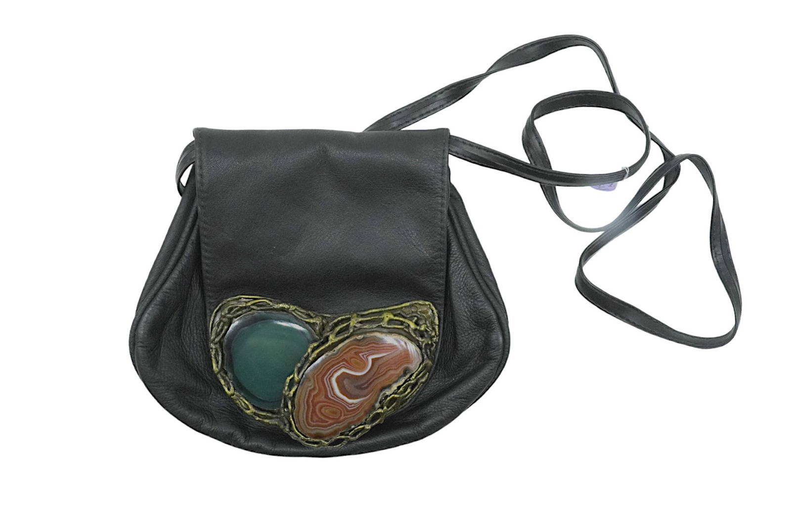 Vintage Leather Geode Clutch/shoulder Bag Auction