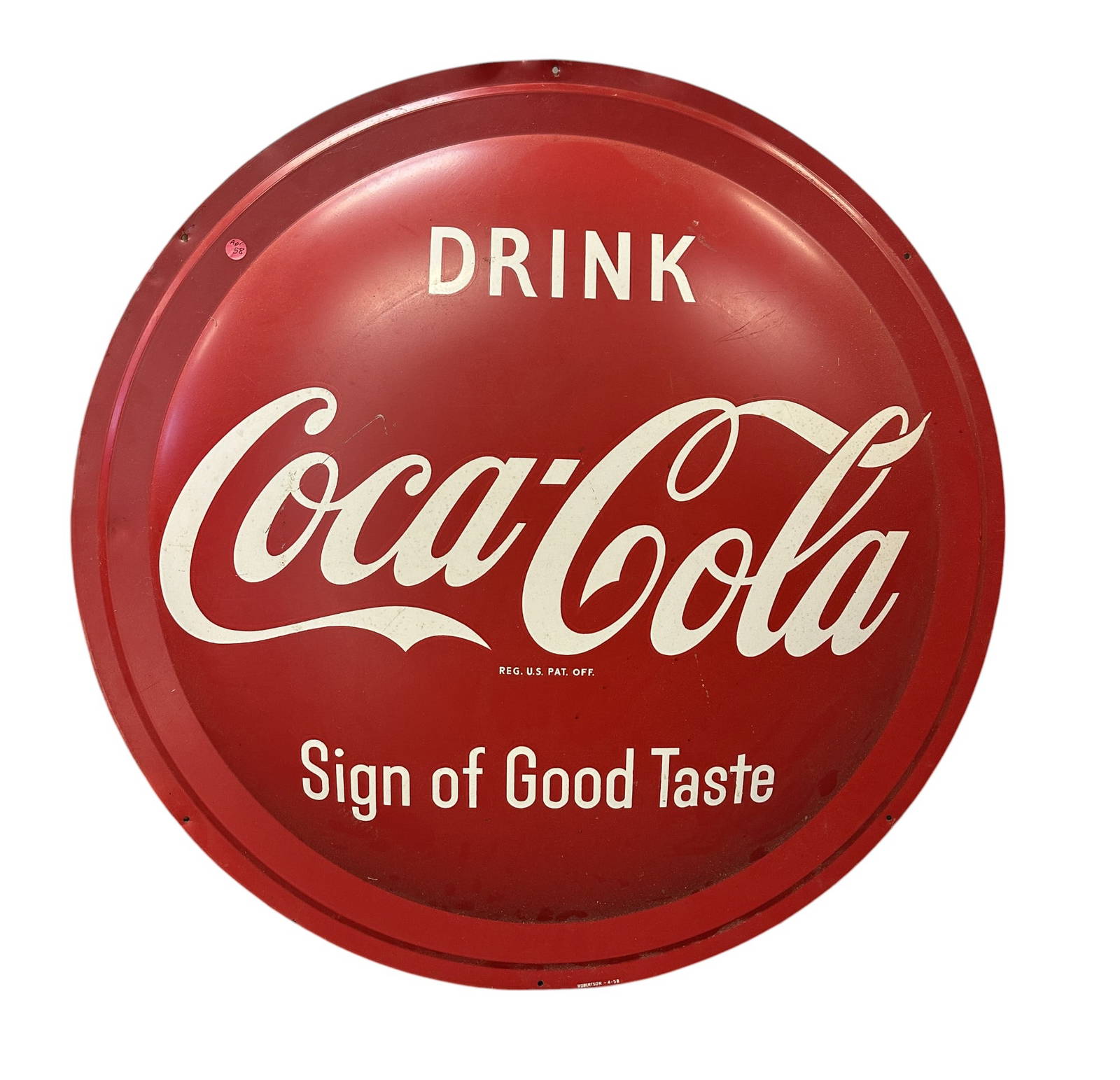Vintage Coca-cola Sign Of Good Taste Sign 36" Auction