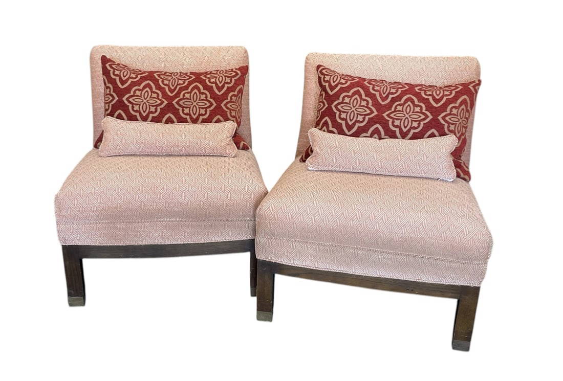 Matched Pair Mcm Upholstered Slipper Chairs Auction