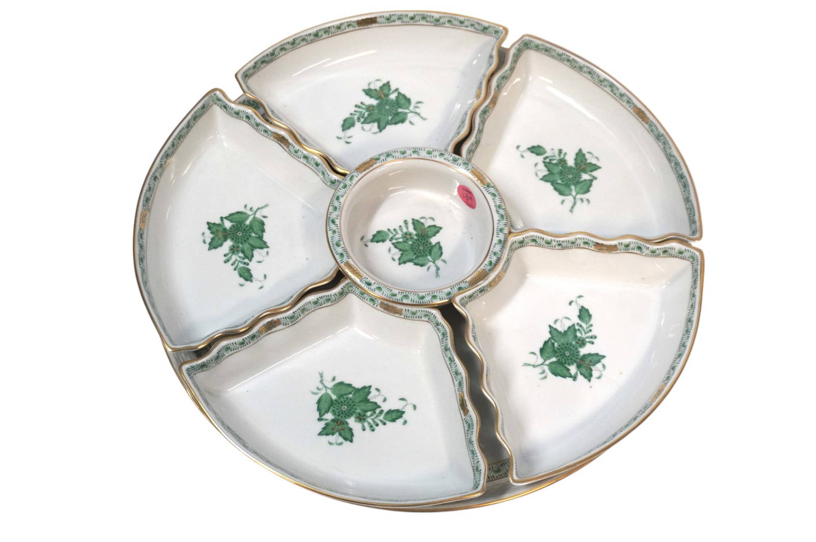Rare Herend Chinese Bouquet Hors D'oeuvre Dish Auction