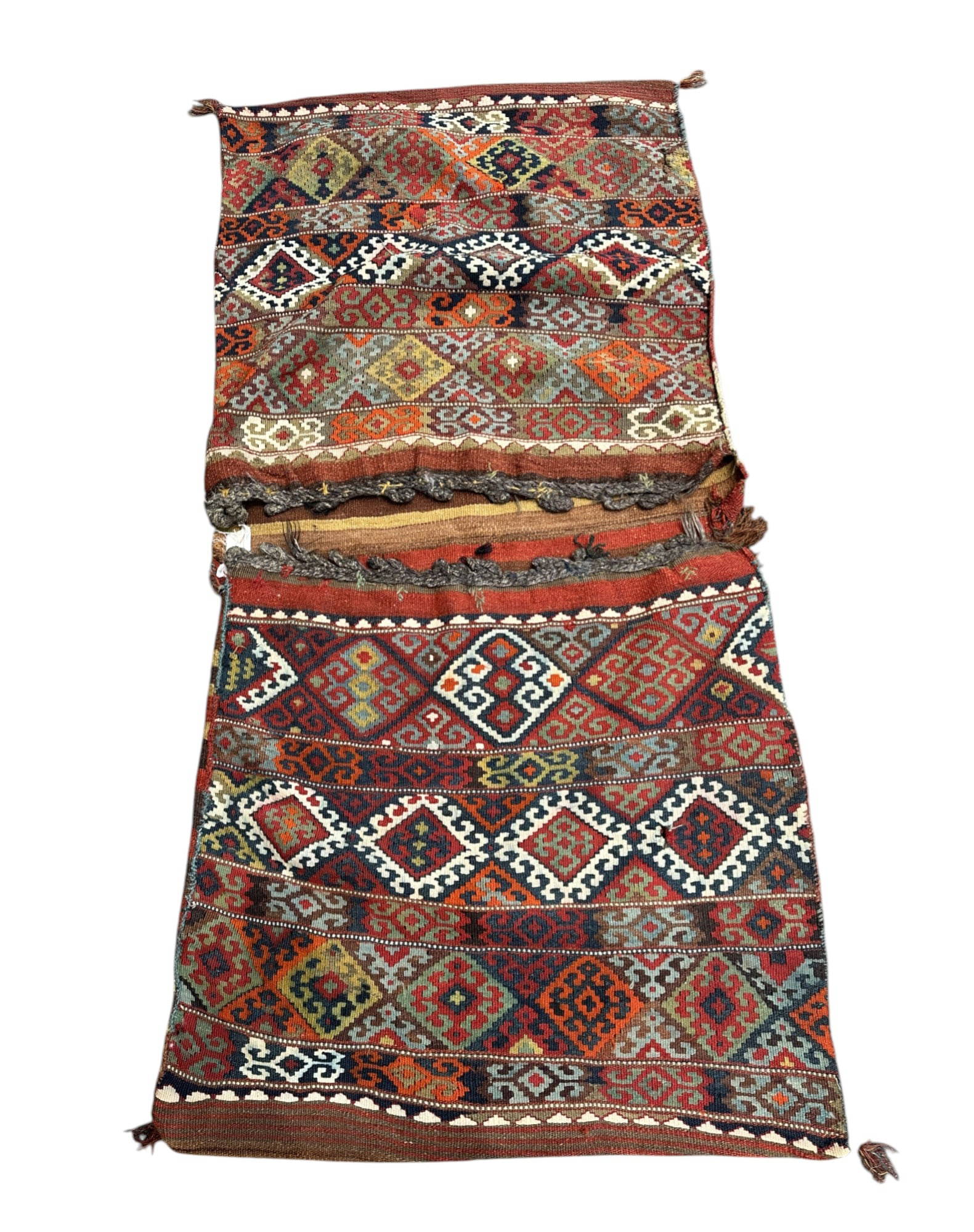 Antique Hand Knotted Kilim Heybe Kurdish Saddlebag Auction