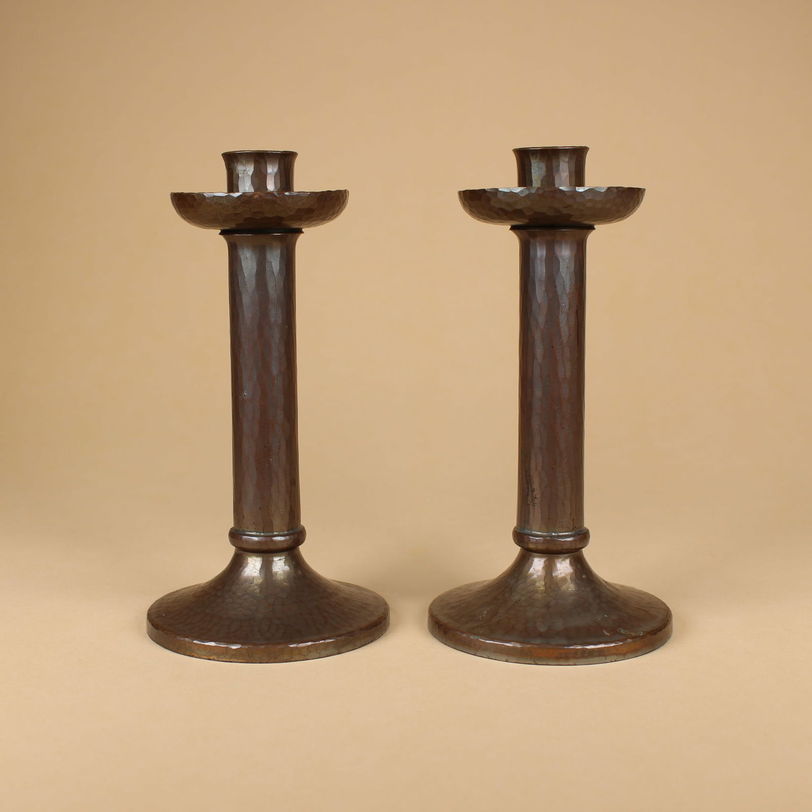 Roycroft Hammered Copper Candlesticks Auction