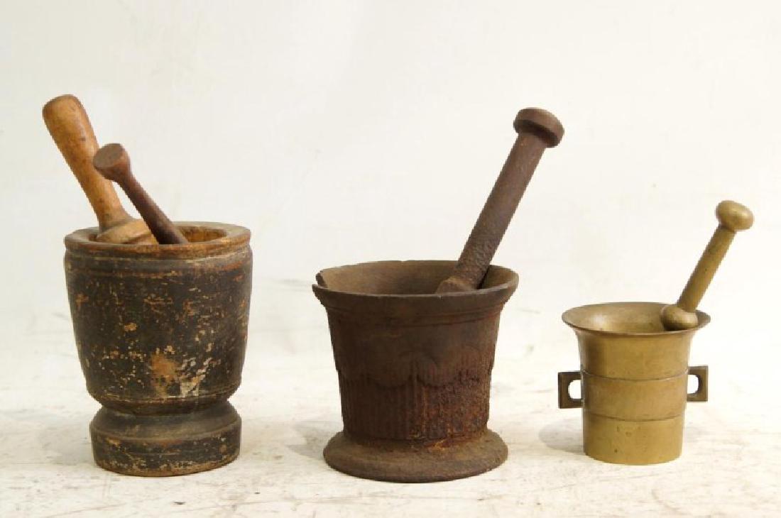 Brass Wood & Cast Iron Mortars And Pestles