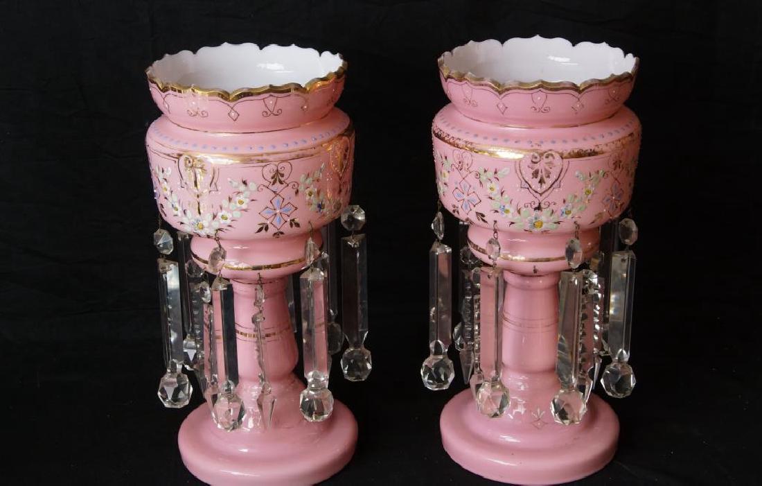 Pair of antique Lusters with crystal prisms