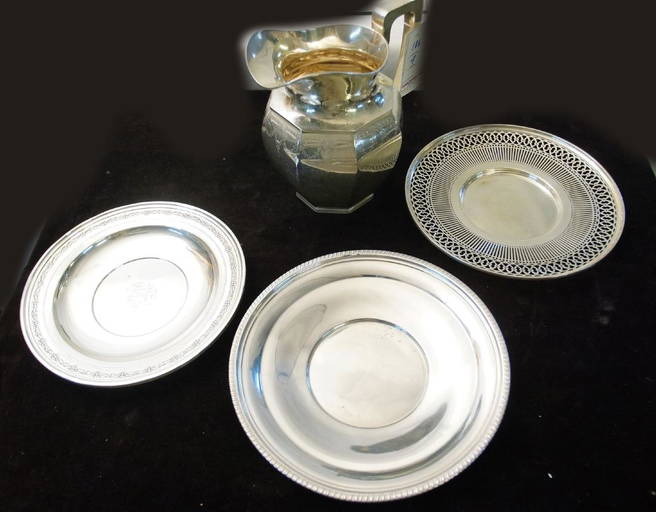 1572 Grams Vintage Sterling Silver Pitcher & Trays