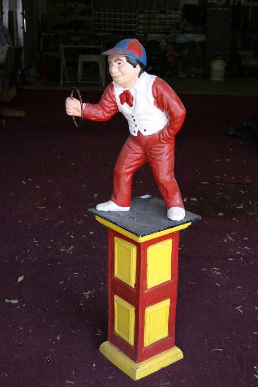 303: Concrete Painted Hitching Post Boy (Black memorabi