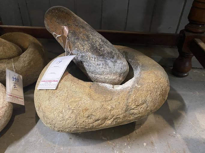 Native American Metate With Stone Mano