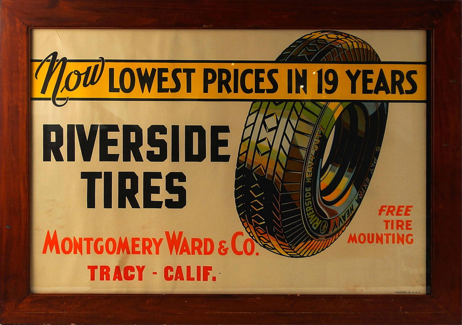 Vintage Riverside Tires Montgomery Ward Sign Auction