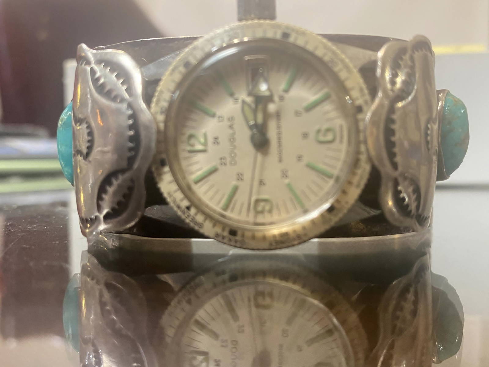 Navajo Watch Band With Vintage Douglas Watch Auction