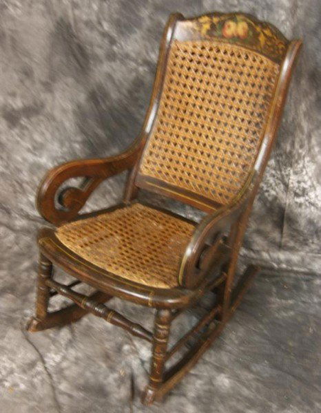51: Antique Child's cane rocking chair - orig paint - Sep 29, 2012 ...