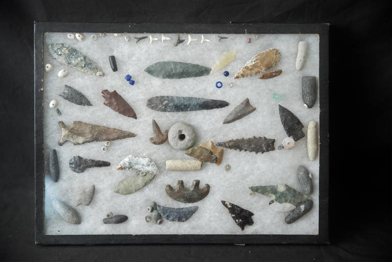 Collection Of Ancient Native Points Knives & Beads