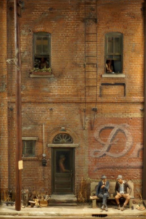 Michael Garman (20th c.) Folk Art Diorama Cityscape