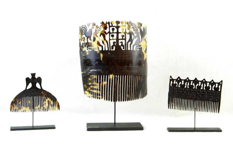 Collection Of 3 Antique Tortoise Shell Combs