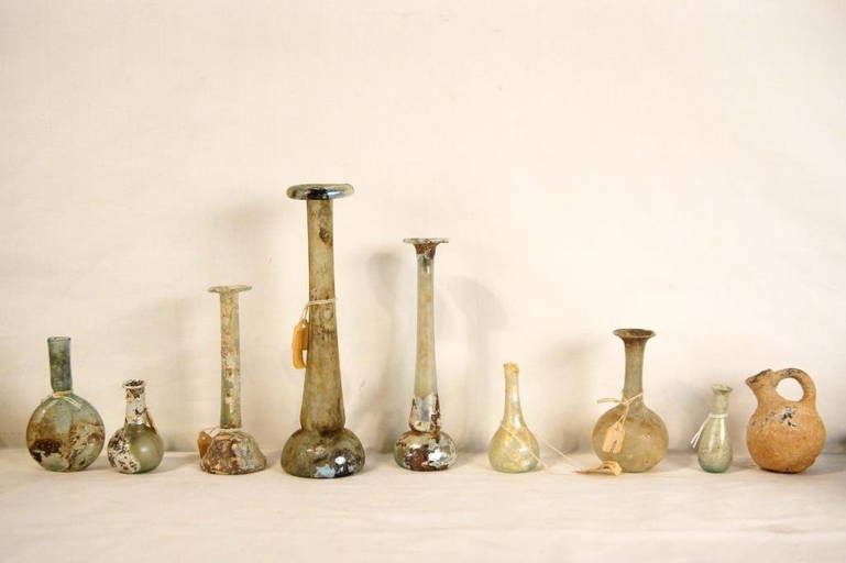Collection Of Ancient Egyptian Glass Bottles