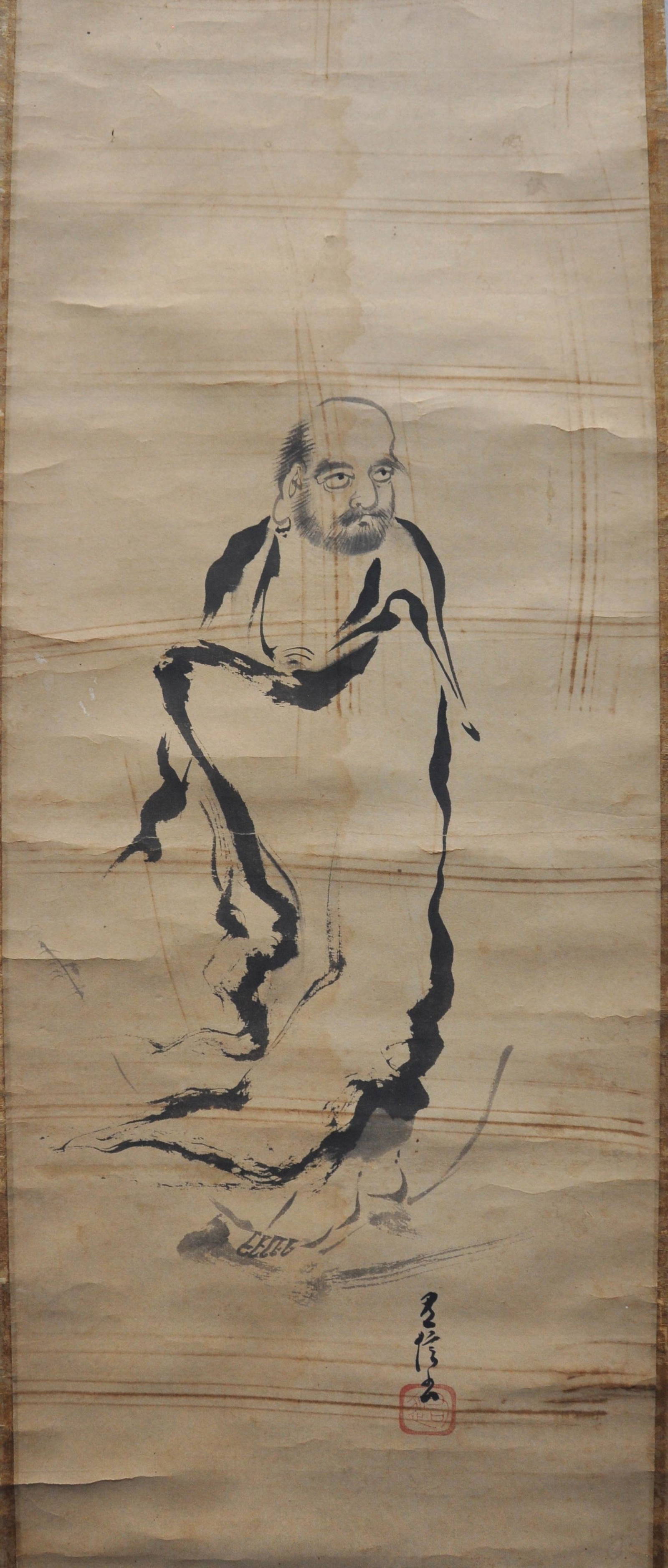 A Japanese Painting Of A Monk, Ink On Paper, Kano Tsunenobu (1636-1713 ...