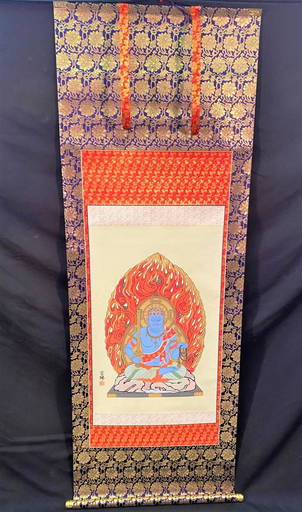 Hand Painted Fudo Myo O, Acala, Art On Canvas Painting With Silk ...