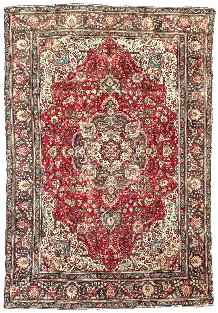 Vintage Persian Tabatabai Tabriz Hand Knotted Rug, 7.8 X 11.2 (234cm X ...