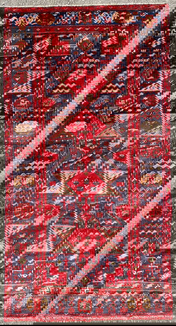 Antique Kazak Caucasian Pictorial Hand Knotted Rug, 5.0 X 9.6 (152cm X ...