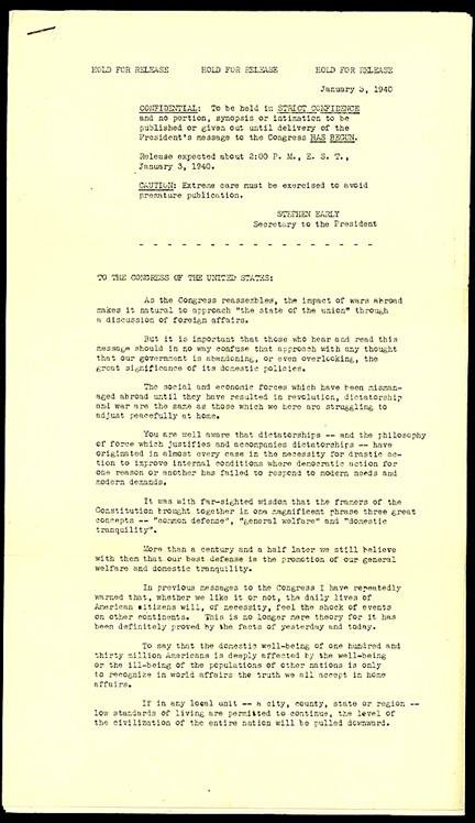[franklin D.] [roosevelt] Presidential Memo