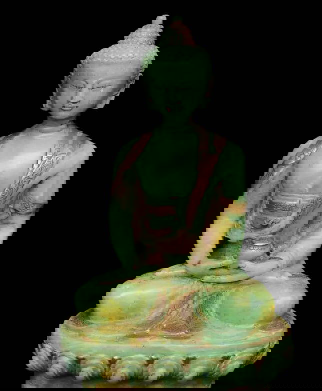 Old Chinese Natural Nephrite Jade Buddha Sculpture Auction