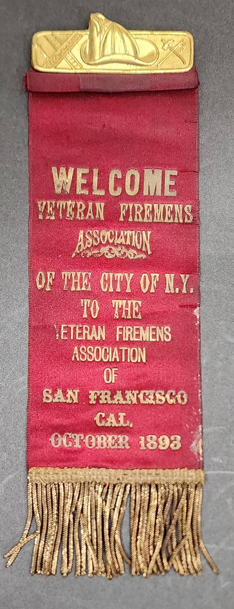 1893 New York City Fire Department Ribbon Auction