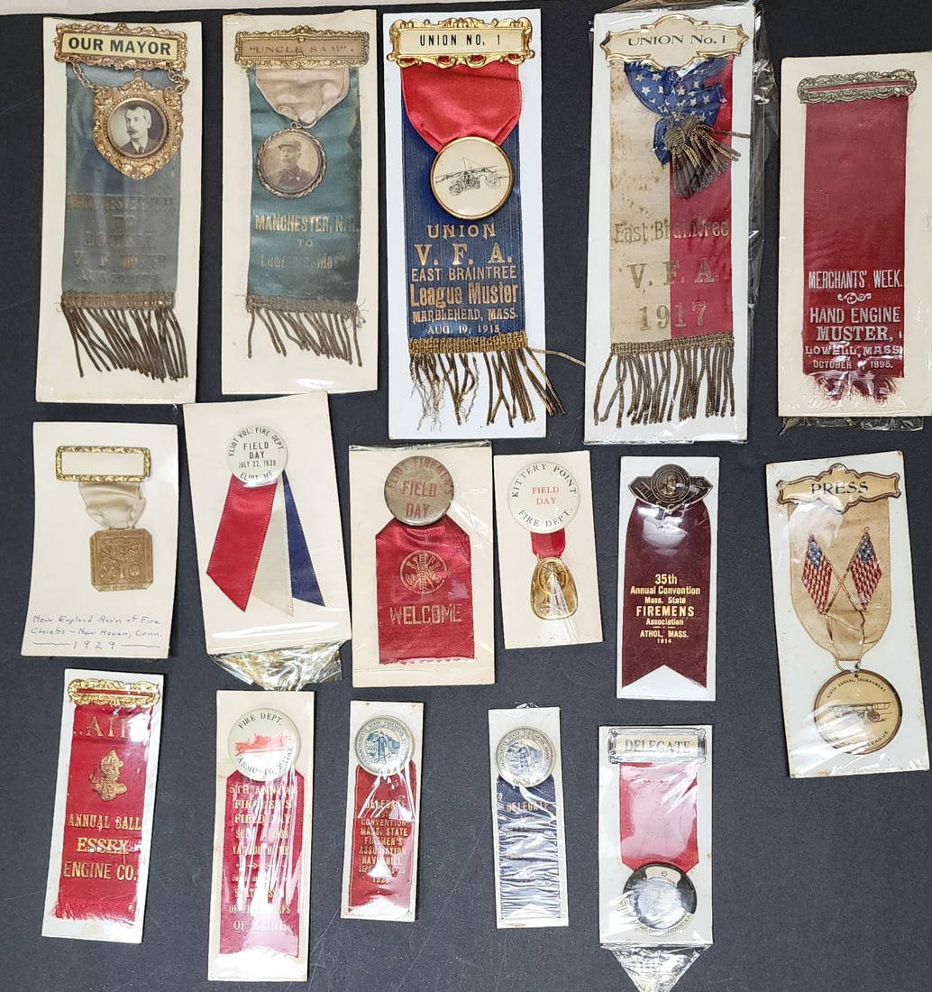 Lot Of New England Fire Department Ribbons Auction