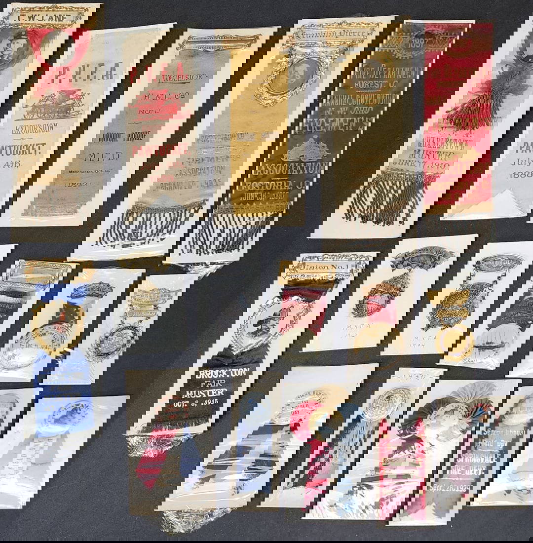 Lot Of Fire Department Ribbons And Badges Auction