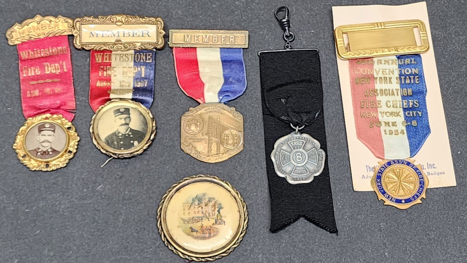 Lot Of 6 Fire Department Ribbons Auction