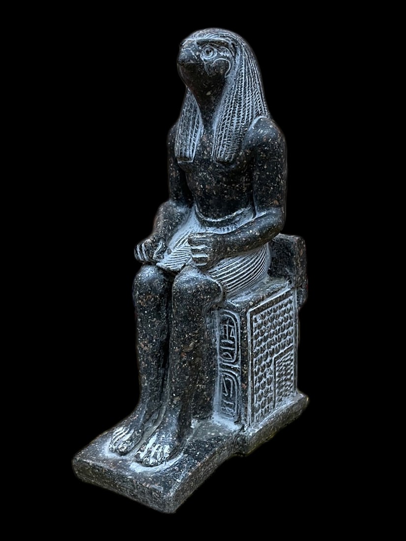 Black Horus Hieroglyph Stele Altar Stone Figurine Auction