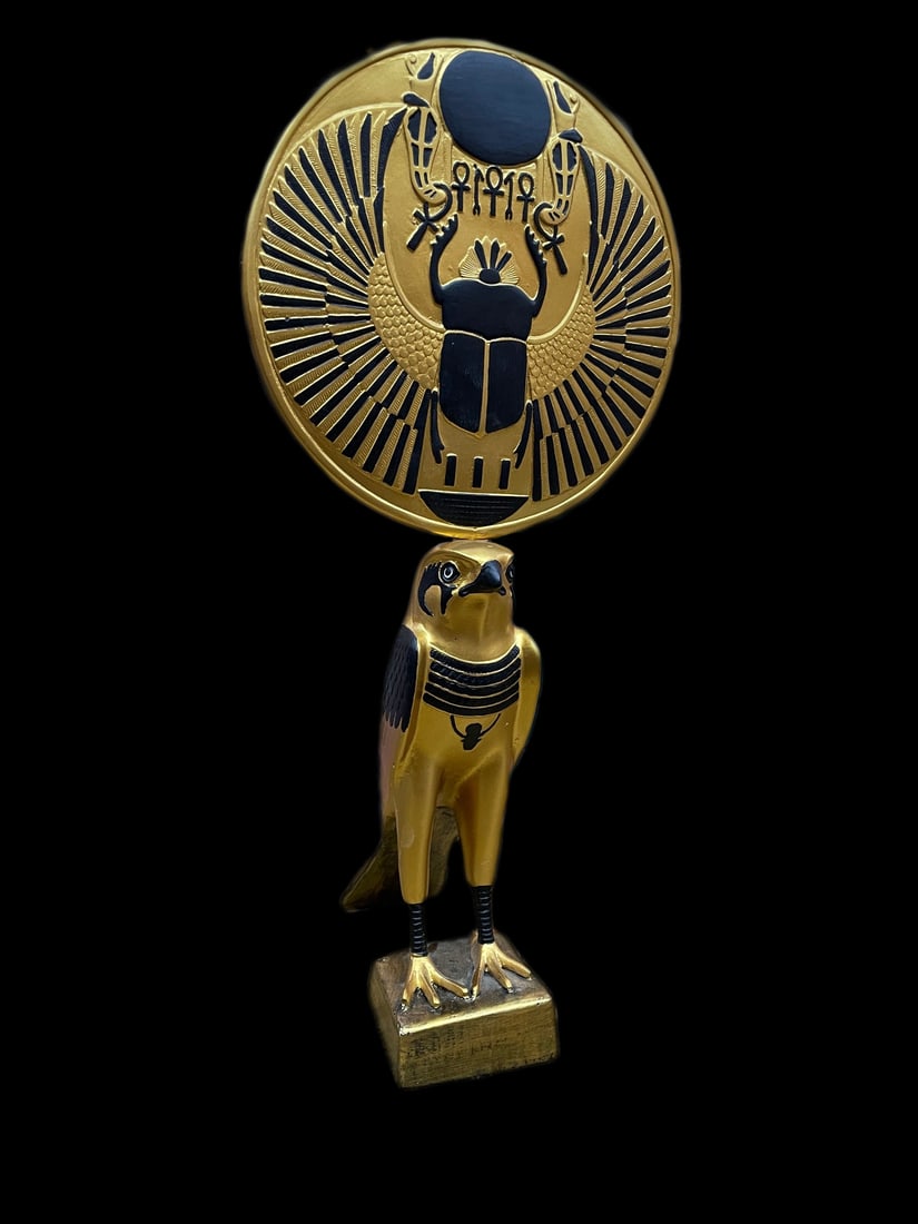 Egypt God Horus Sun Disc Altar Statue Resin Figure Auction