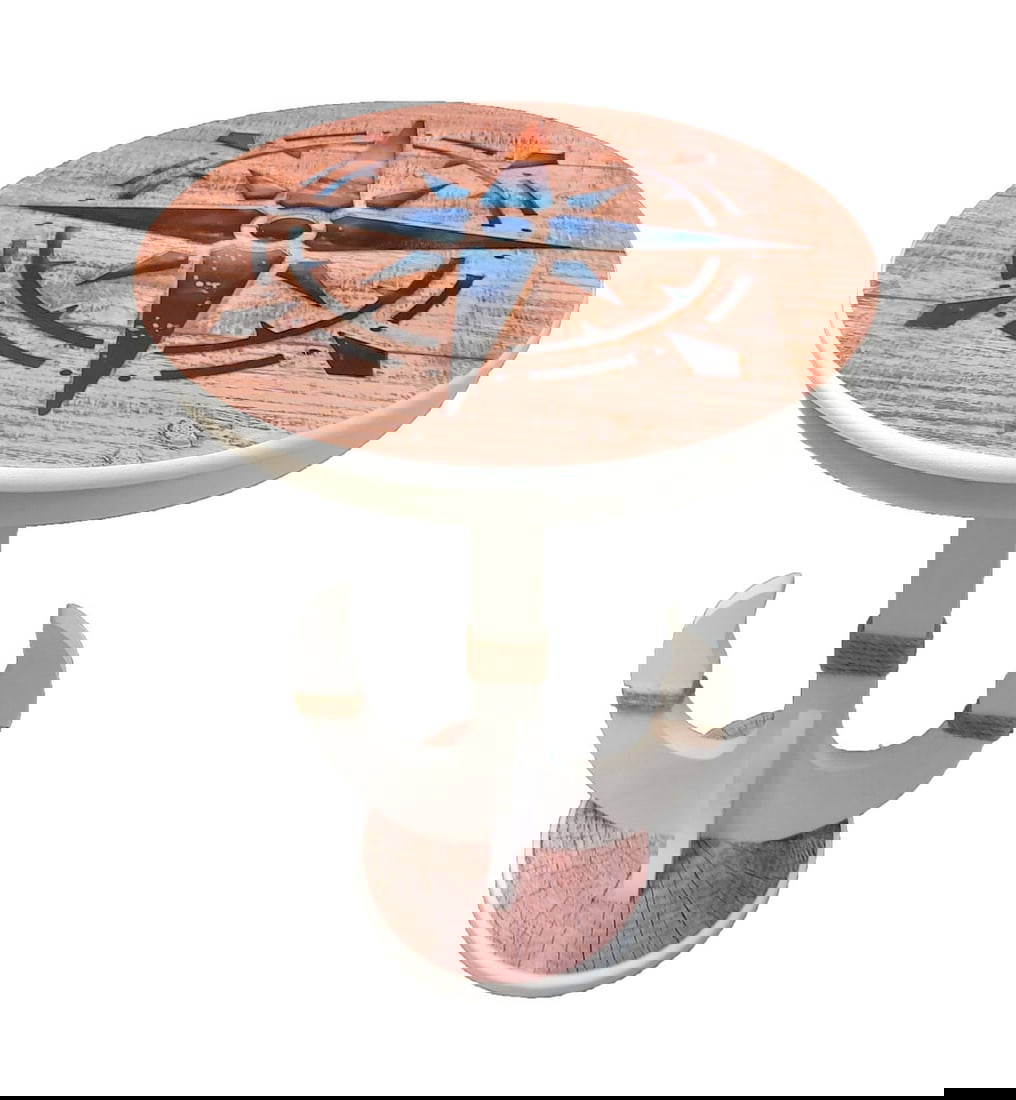 Nautical Compass Rose Round Table Wooden Anchor Legs Auction