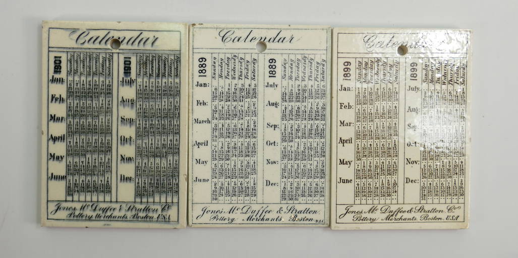 Wedgwood Calendar Tiles For 1901, 1889 And 1899: