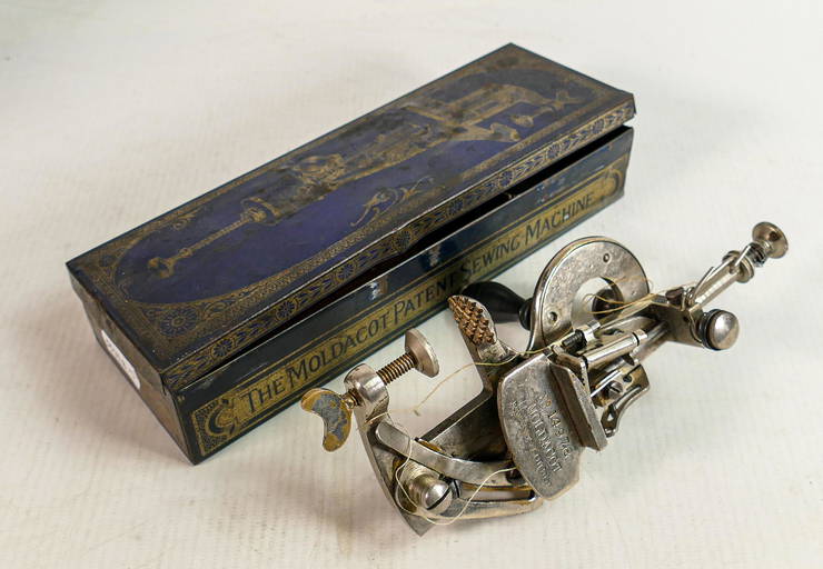 Moldacot patent pocket sewing machine: In original tin. (#1522) on Jul ...