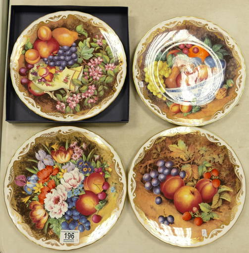 Four Royal Worcester Old Worcester Still Life Wall Plates, Including ...