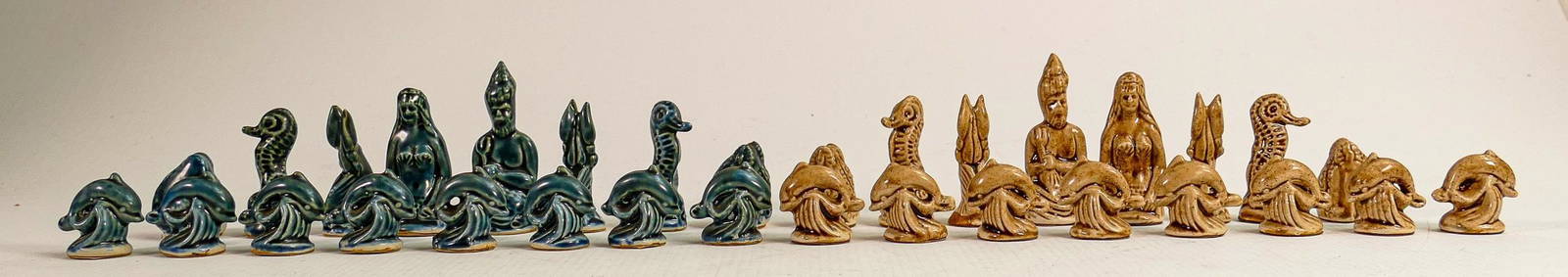 Wade chess Nautical Sub Aqua theme chess set in brown & green, 32 pieces, height of King 7.5cm ...