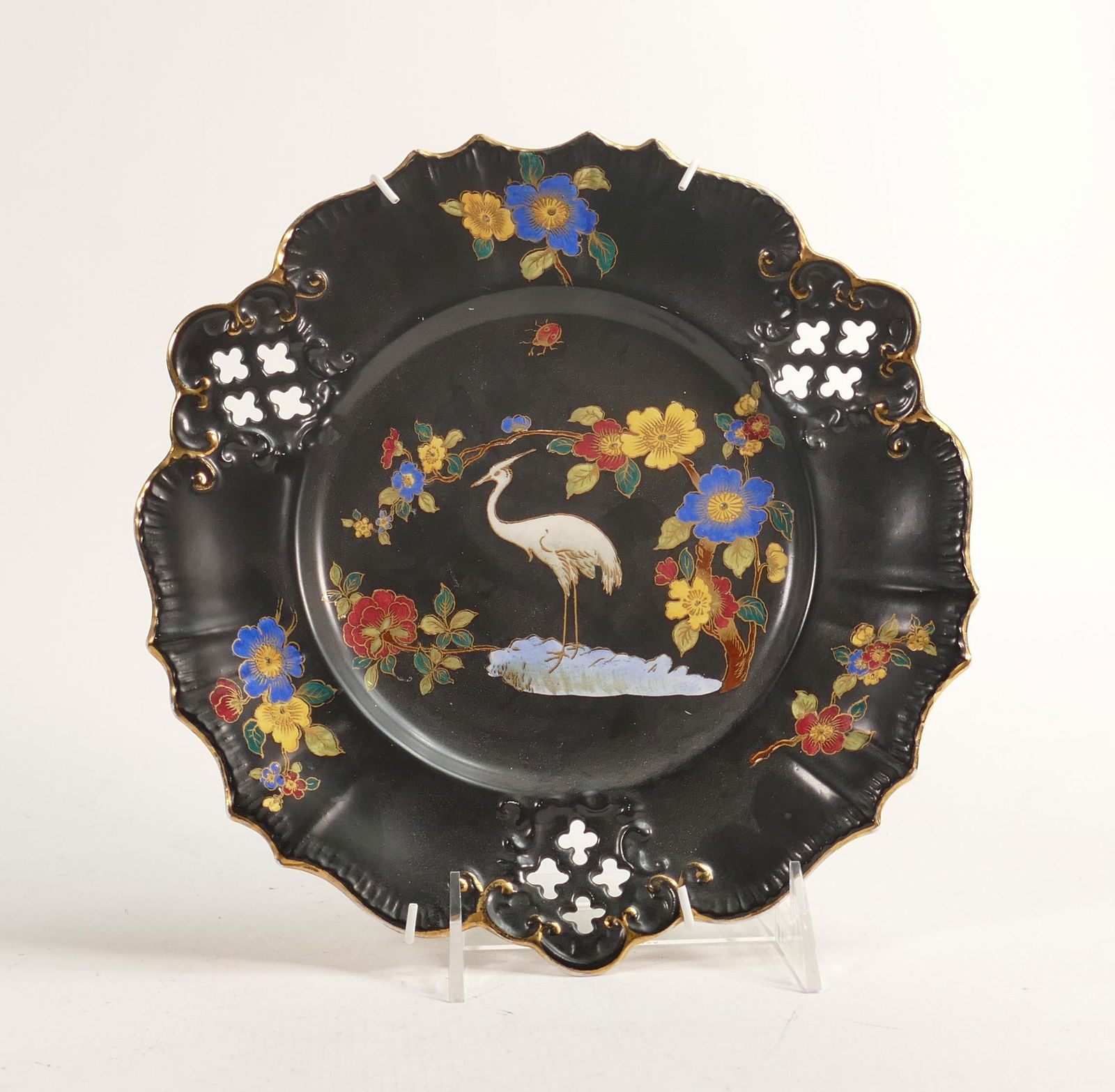 Carlton Blush ware Cloisonne ribbon plate with stork decoration, by ...