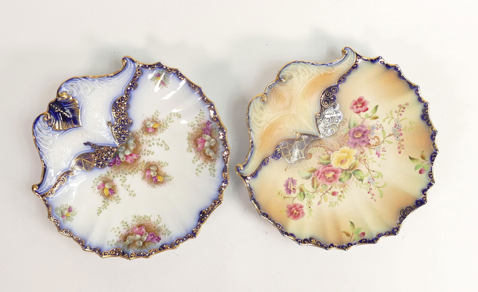 Carlton Blush ware scalloped entrÃ©e dish with floral decoration, by ...